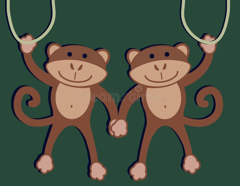 Two monkeys stock vector. Illustration of characters - 33291278