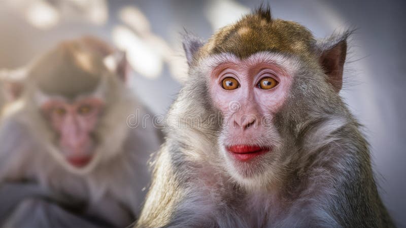 Two Monkeys are Looking at the Camera with One of Them Making a Funny ...