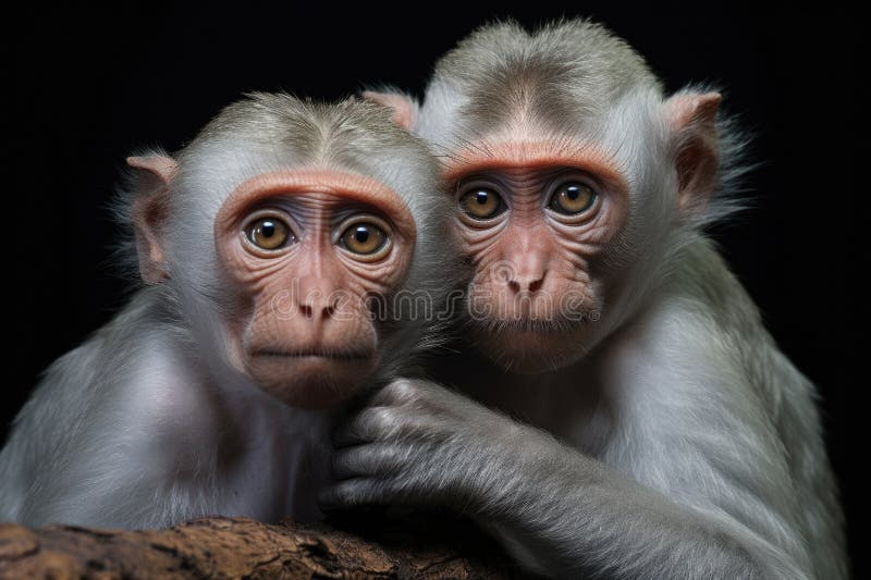 Two Monkeys, One Mimicking the Others Actions Stock Photo - Image of ...