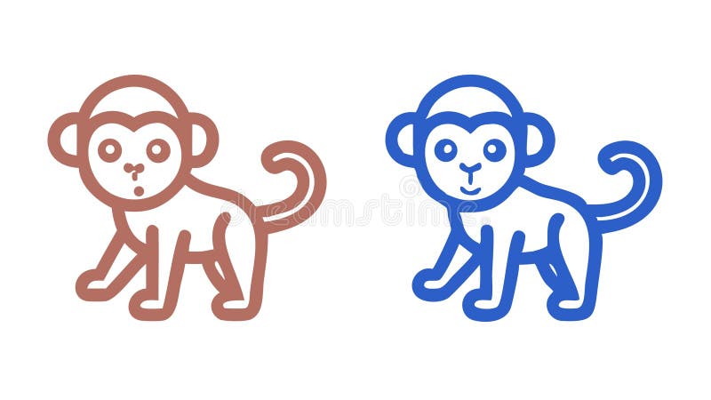 Two Monkeys Primate Animals Wildlife Icon, Vector Design Generative AI ...
