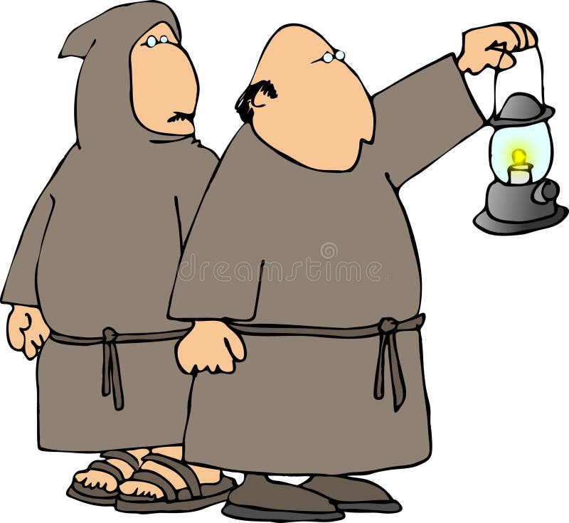 Two monks stock illustration. Illustration of light, cartoon - 349544