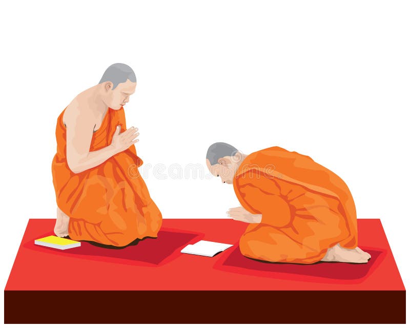 Two Monks in Buddhism are Penance Stock Vector - Illustration of plead ...