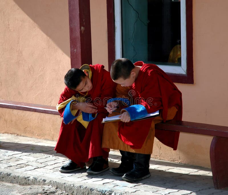 Two Monks Studying editorial stock image. Image of study - 212915409