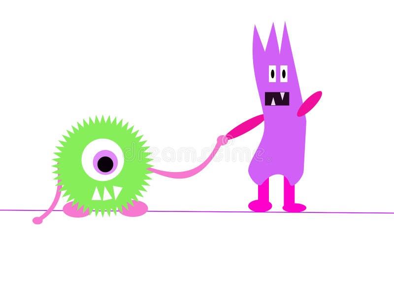 Two Monster Friends Cartoon Stock Illustration - Illustration of ...