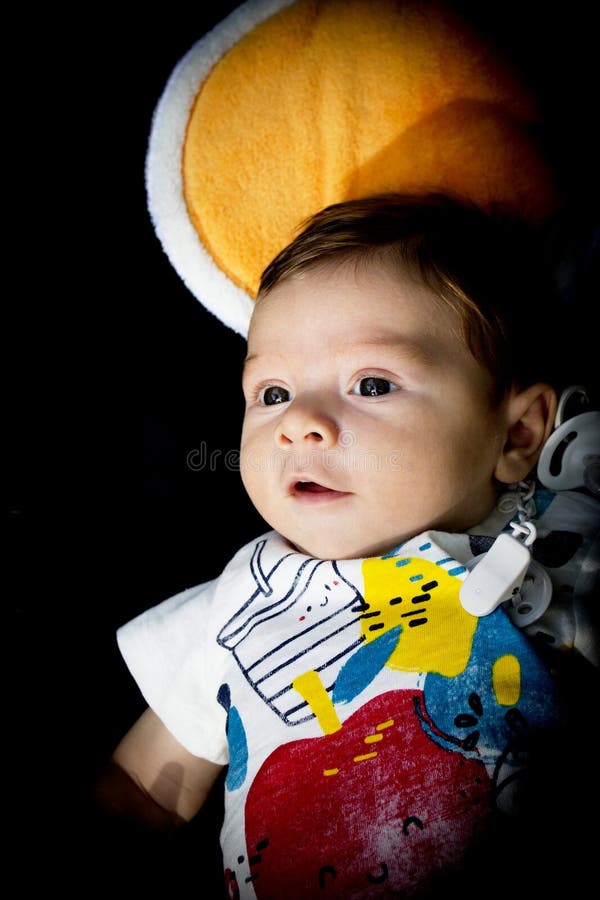 Two Month Old Baby Lying on a Towel Stock Image - Image of adorable ...