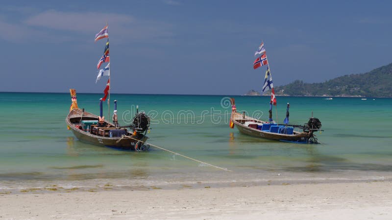 Two Motor Boats on the Sunny Coast of Thailand Stock Photo - Image of ...