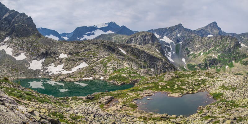 Two Mountain Lakes of Different Colors, Summer Stock Photo - Image of ...