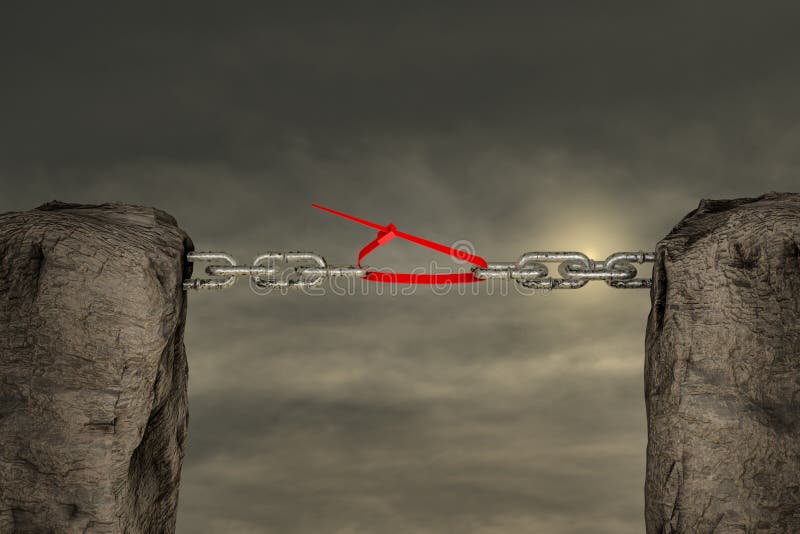 Two Mountains Connected with a Chain Stock Illustration - Illustration ...