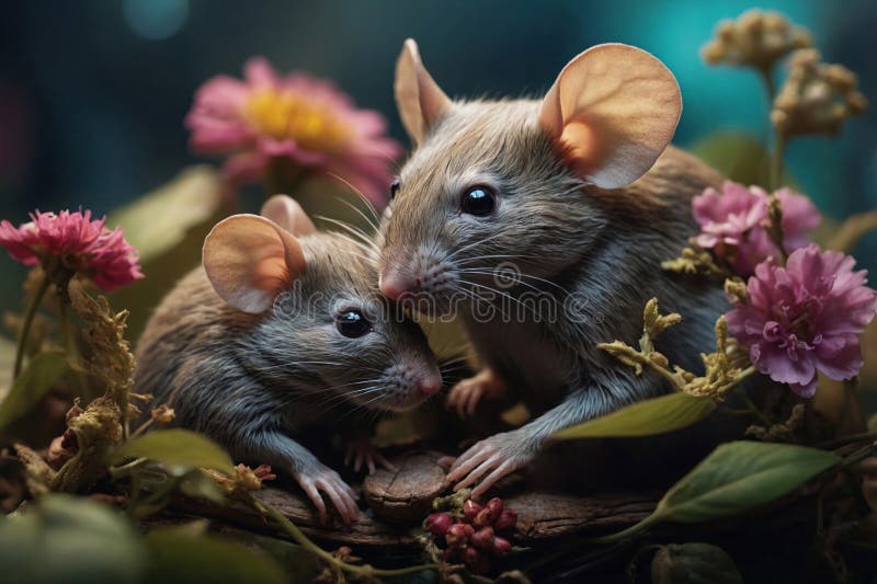 Two Mouse Embrace Each Other in a Heartwarming Hug, Surrounded by a ...