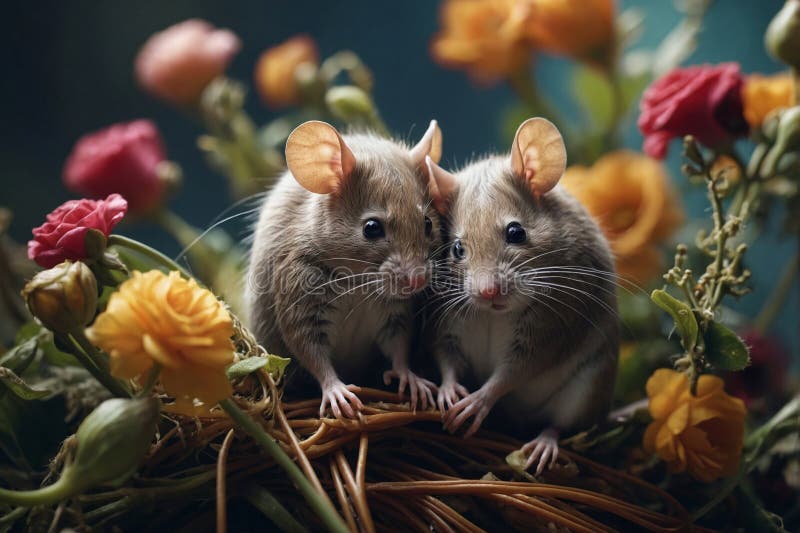 Two Mouse Embrace Each Other in a Heartwarming Hug, Surrounded by a ...