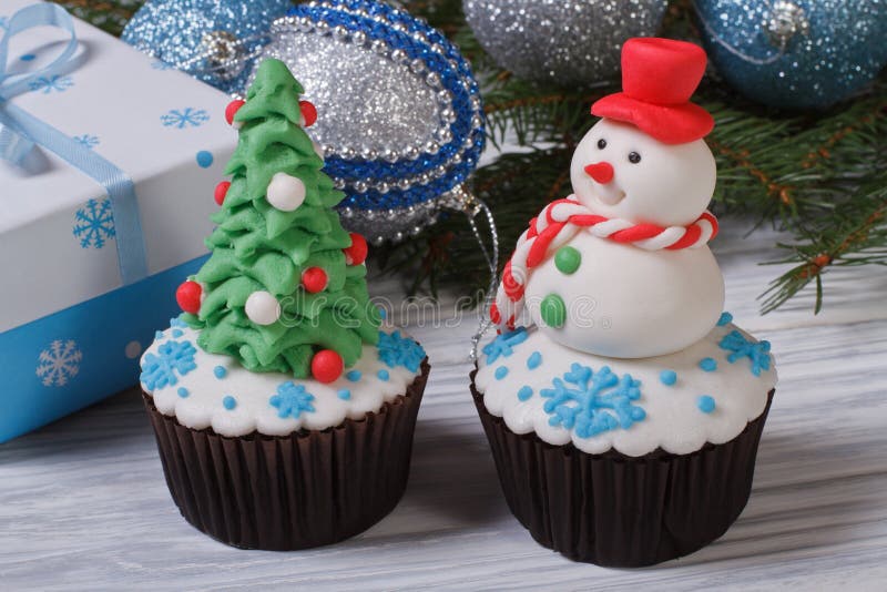 Muffin Snowman and Gingerbread Horse Stock Photo - Image of food ...