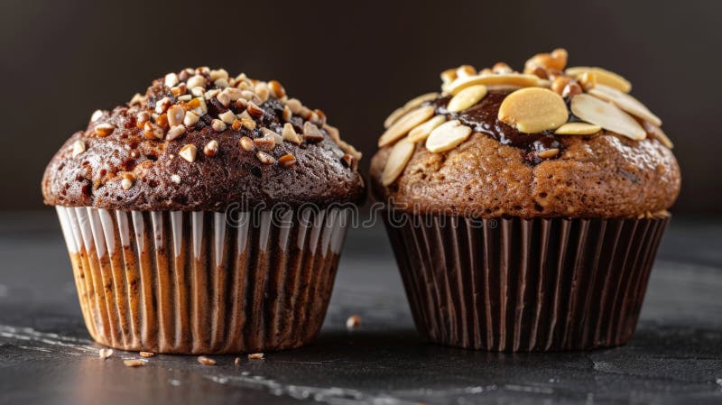 Two muffins on a table stock photo. Image of fresh, tempting - 314238864