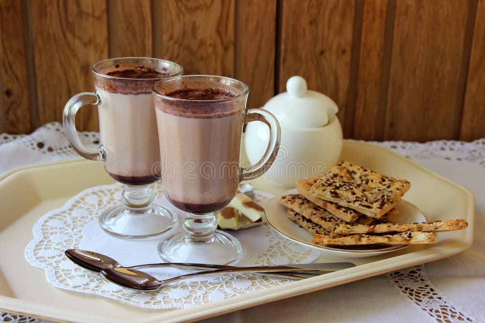 Two mugs with cocoa stock photo. Image of cacao, tasty - 55248400