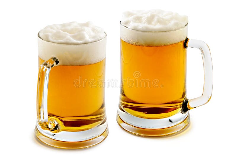 Two Mugs of Delightful Amber Beer Stock Photo - Image of bright, light ...