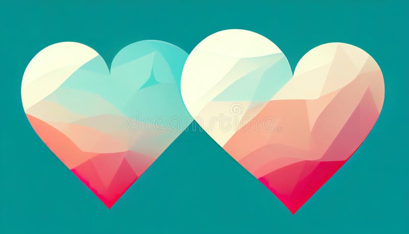 Two Multi-colored Patterned Hearts. Two Abstract Pink-blue Hearts ...