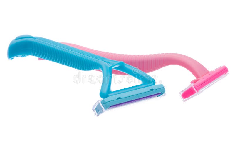 Two Multi-colored Razors on White Isolated Background Stock Image ...