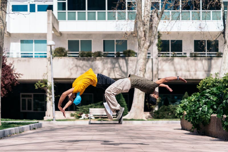 Dancing Crew Doing Break-Dance Stock Photo - Image of city, acrobatics ...