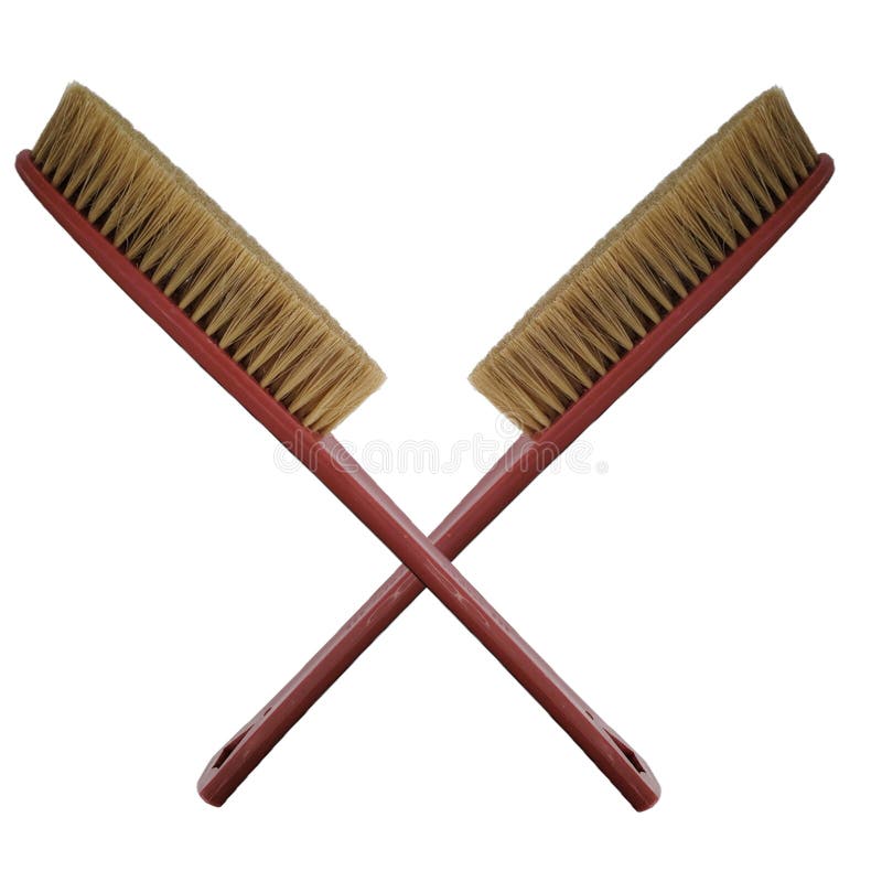 Two Multi-purpose Brushes with Natural Bristles and Red Handles ...