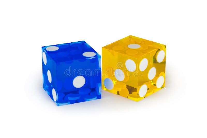 Two Blue Dice Isolated on a White Background with Shadow. One and Five ...