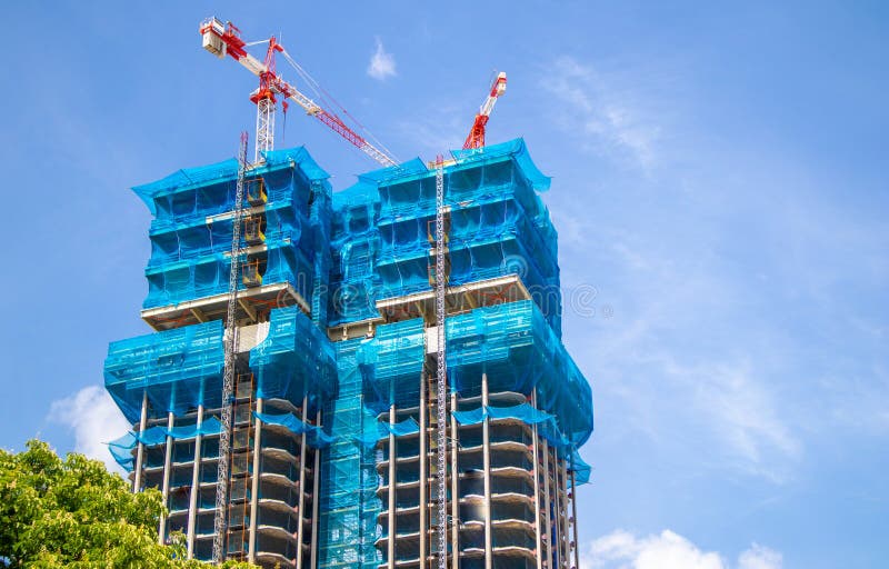 Two Multistory Buildings, Facade is Covered with Protective ...