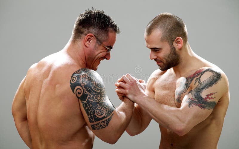 Two Musculine Guys Making an Agreement, Closeup Stock Photo - Image of ...