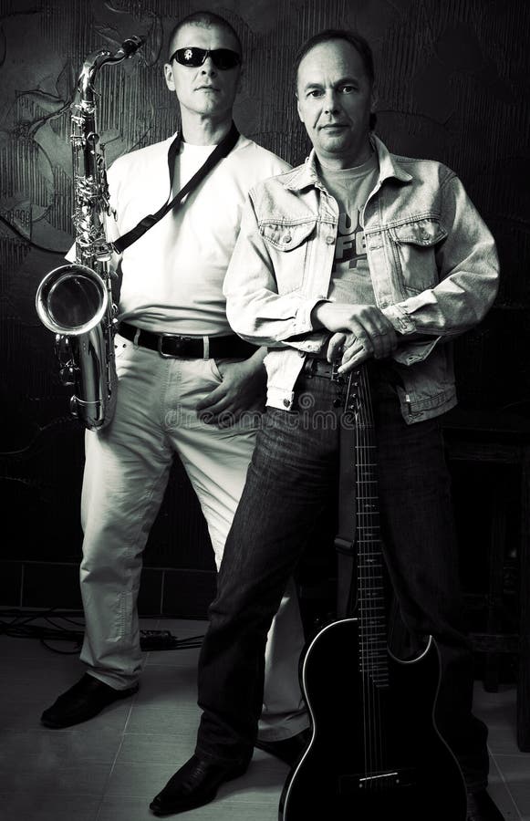 Two musicians stock image. Image of saxophonist, sound - 16286297