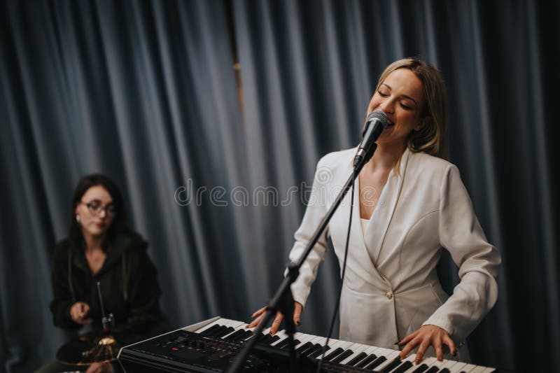 Two Musicians Performing Music Passionately in a Studio Environment ...