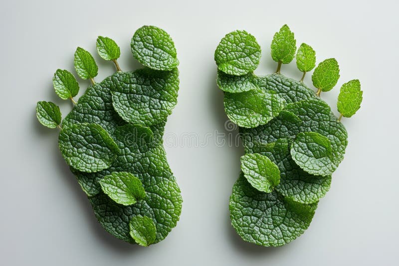 Two Natural Footprints Created from Single Leaves Isolated on a Clean ...