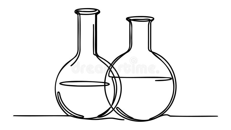 Two Neck Round Bottom Flask One Line Continuous Drawing. Laboratory ...