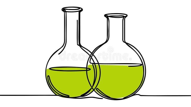 Two Neck Round Bottom Flask One Line Continuous Drawing. Laboratory ...