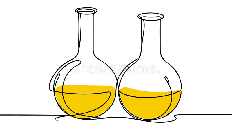 Two Neck Round Bottom Flask One Line Continuous Drawing. Laboratory ...