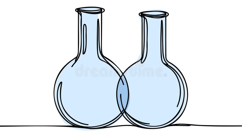 Two Neck Round Bottom Flask One Line Continuous Drawing. Laboratory ...