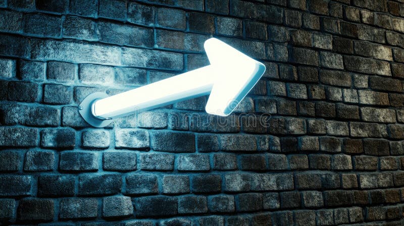 Two Neon Arrows Point in Opposite Directions on a Brick Wall Stock ...