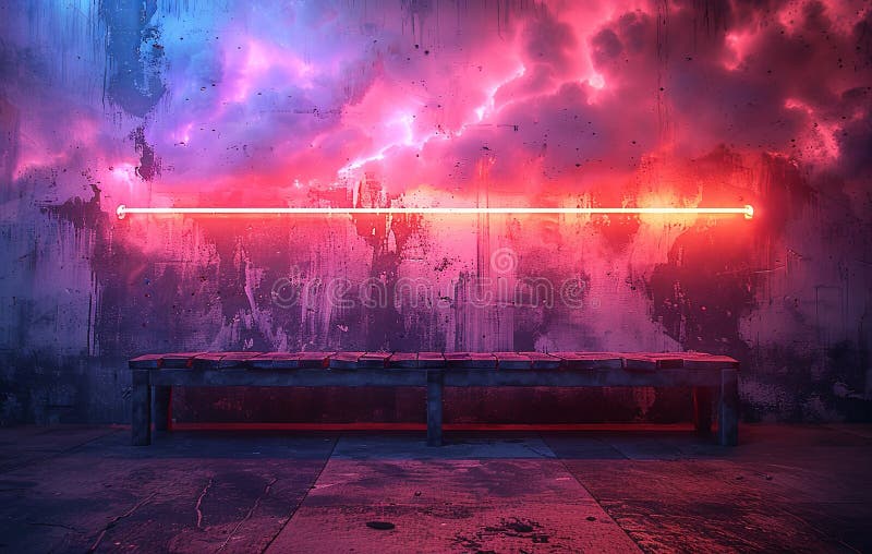 Two Neon Lights on Two Walls, in the Style of Heavy Impasto Texture ...