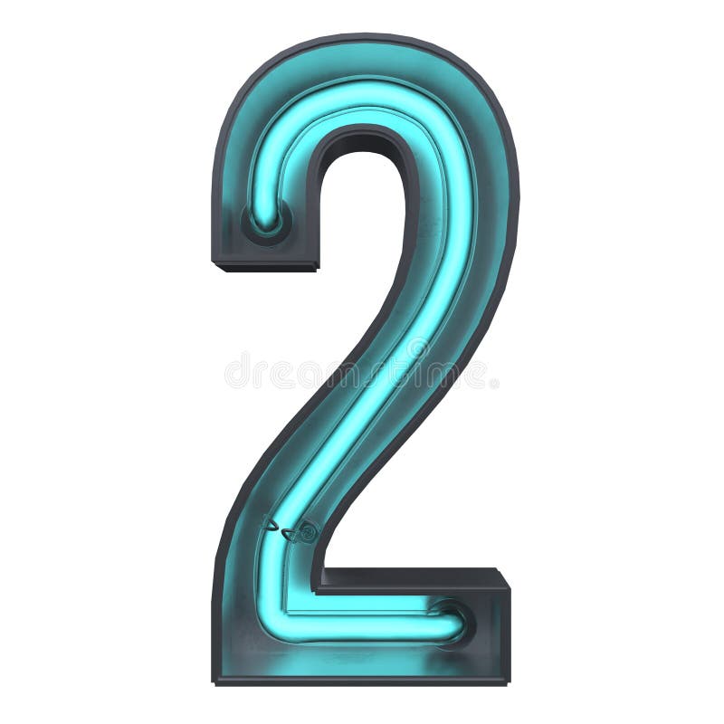 A Two Neon Number Illustration Isolated on a White Background Stock ...