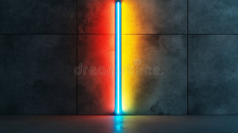 Two Neon Tubes Illuminate a Wall, Creating a Striking Color Contrast ...