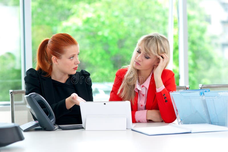Two Nervous Colleague Worker in Office with Computer Stock Image ...