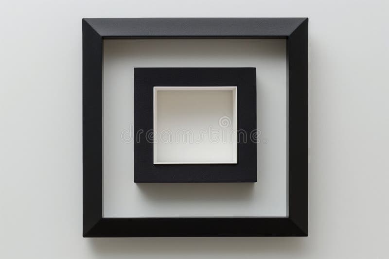 Two Nested Black Frames Blank White Centers Plain White Background ... Two Nested Black Frames Blank White Centers Plain White Background ...