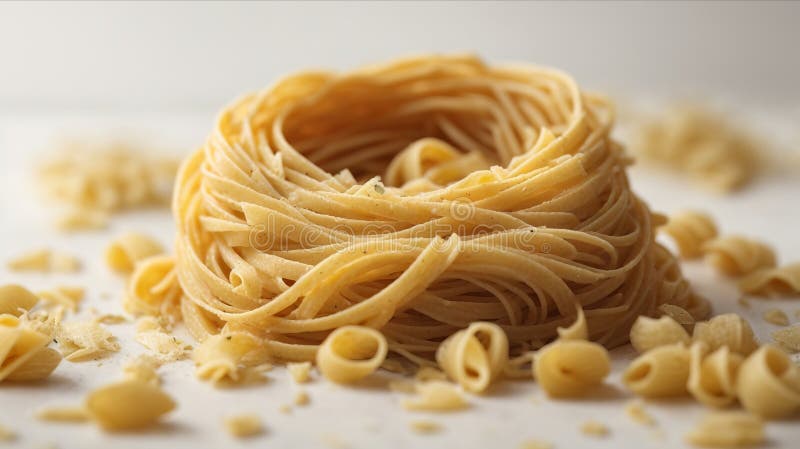 Two Nests of Pasta Close Up on a White Background. Stock Illustration ...