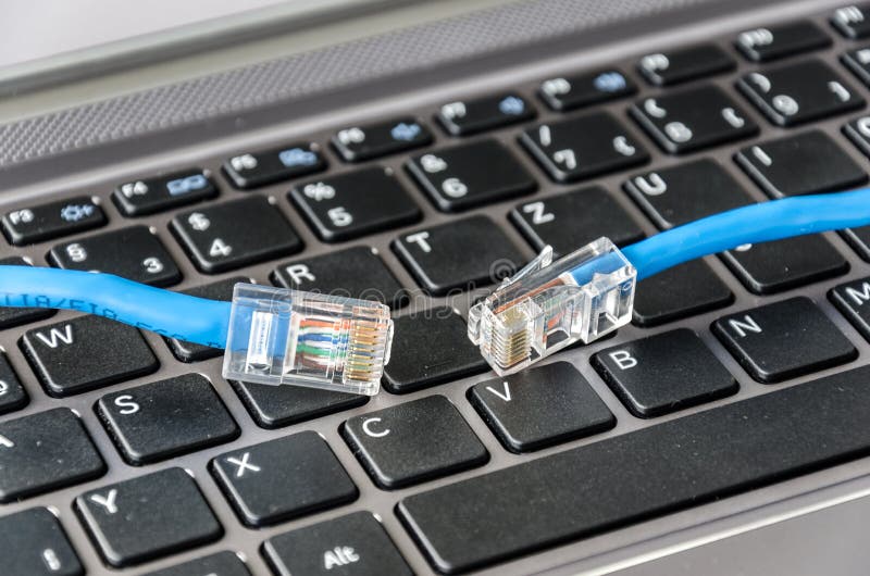 Two Network Cable Sockets on Laptop Keyboard Stock Image - Image of ...