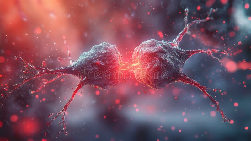 Two Neurons Connecting with Glowing Synapses Stock Illustration ...