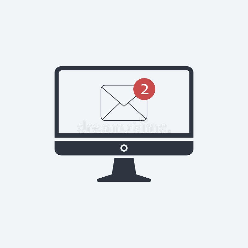 Two New Message on Monitor PC Icon. Vector Symbol in Flat Style Stock ...