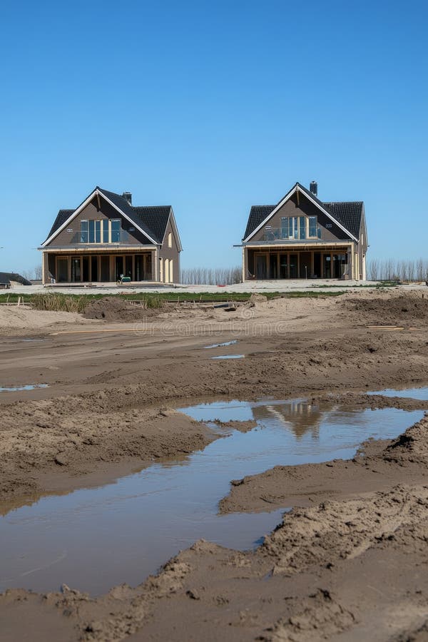 Two Newly Built Modern Vacation Homes on a Sandy Beach with a Tranquil ...