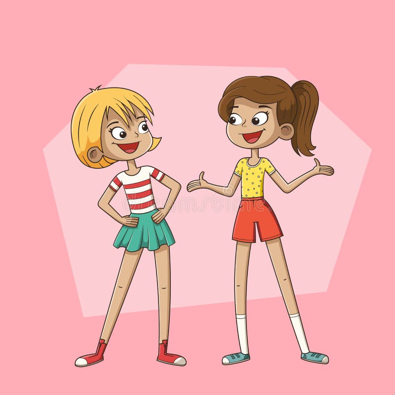 Cartoon Two Girls Talking Stock Illustrations – 274 Cartoon Two Girls ...
