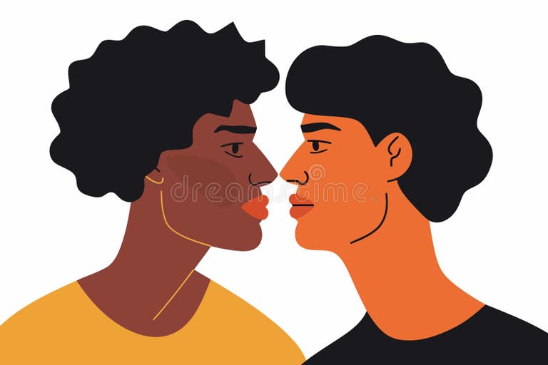 Two Non Binary People on Date Isolated Illustration Stock Image - Image ...