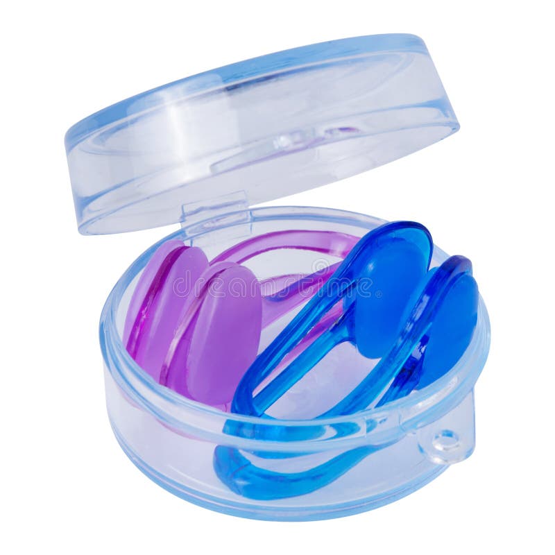 Two Nose Clips in a Plastic Container, an Accessory for Swimming, on a ...