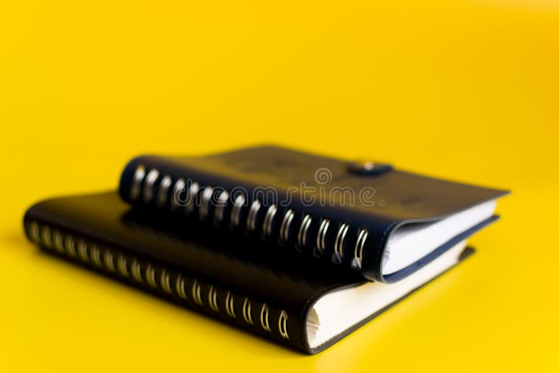 Two Notebook Side Spring Closeup Stock Image - Image of meeting, black ...