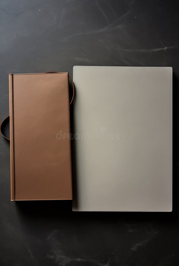 Two Notebooks of Different Sizes Sitting Next To Each Other on a Grey ...