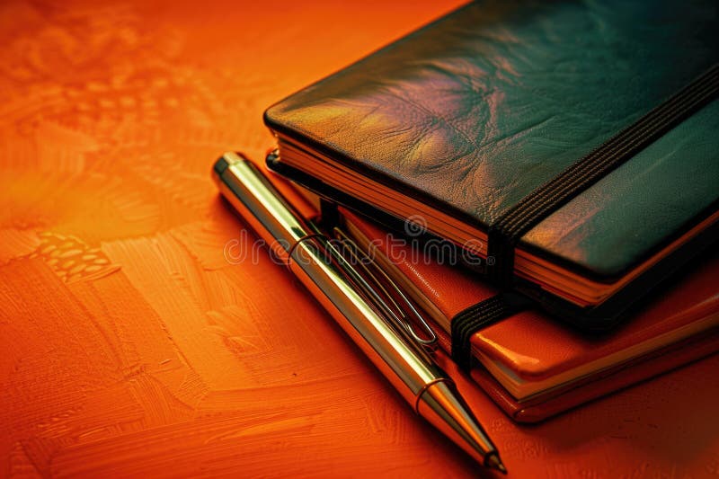 Two Notebooks Stacked on Top of Each Other, Possibly Used for Reference ...