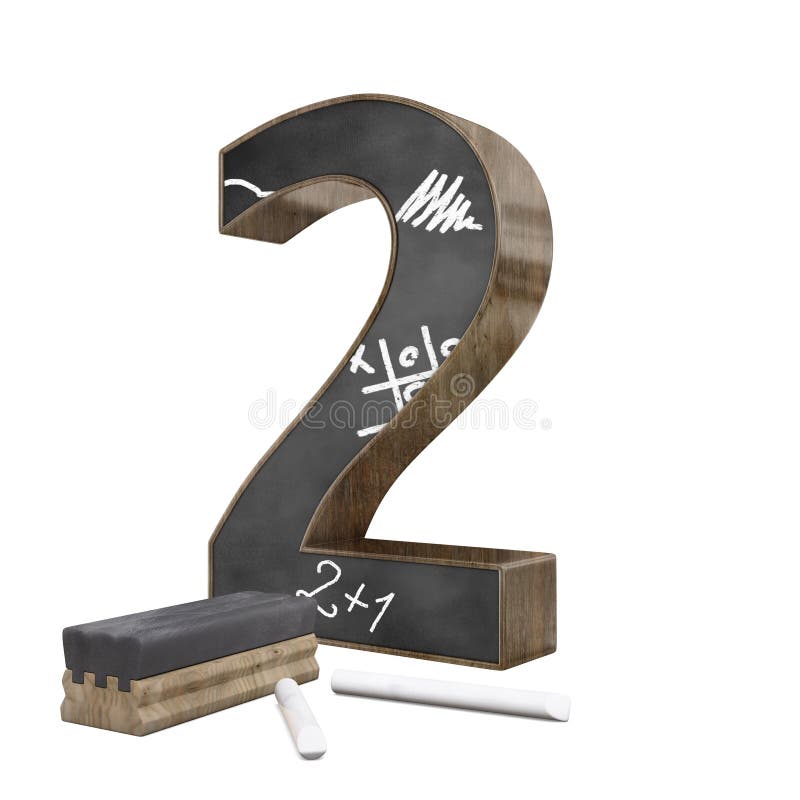 `two` Number Shaped Chalkboard Stock Illustration - Illustration of ...